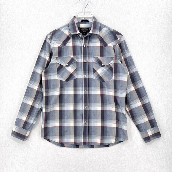 Pendleton | Shirts | Pendleton Shirt Mens Small Gray Plaid Frontier ...